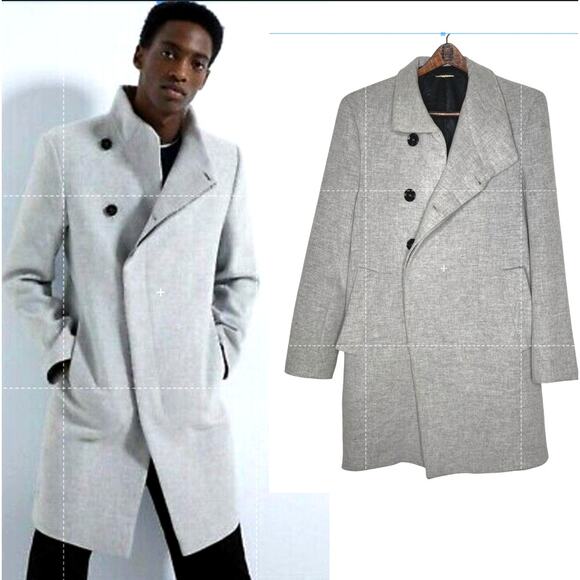 Zara | Jackets & Coats | Zara Mens M Asymmetrical Wool Blend Coat Long ...